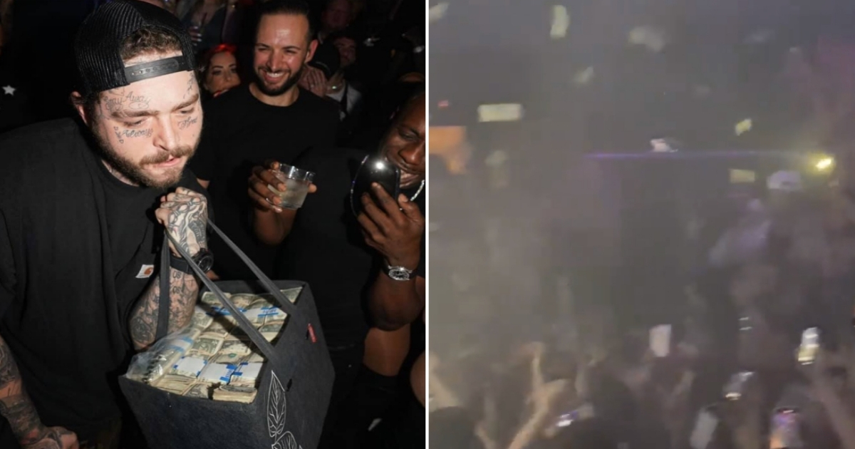 Lluvia de 50 mil dólares en concierto de Post Malone en un club de Miami