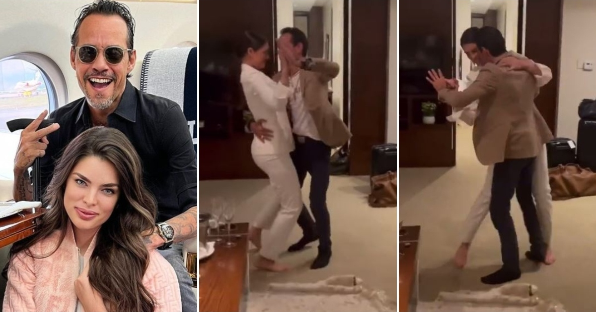 Marc Anthony y Nadia Ferreira celebran bailando su llegada a Paraguay