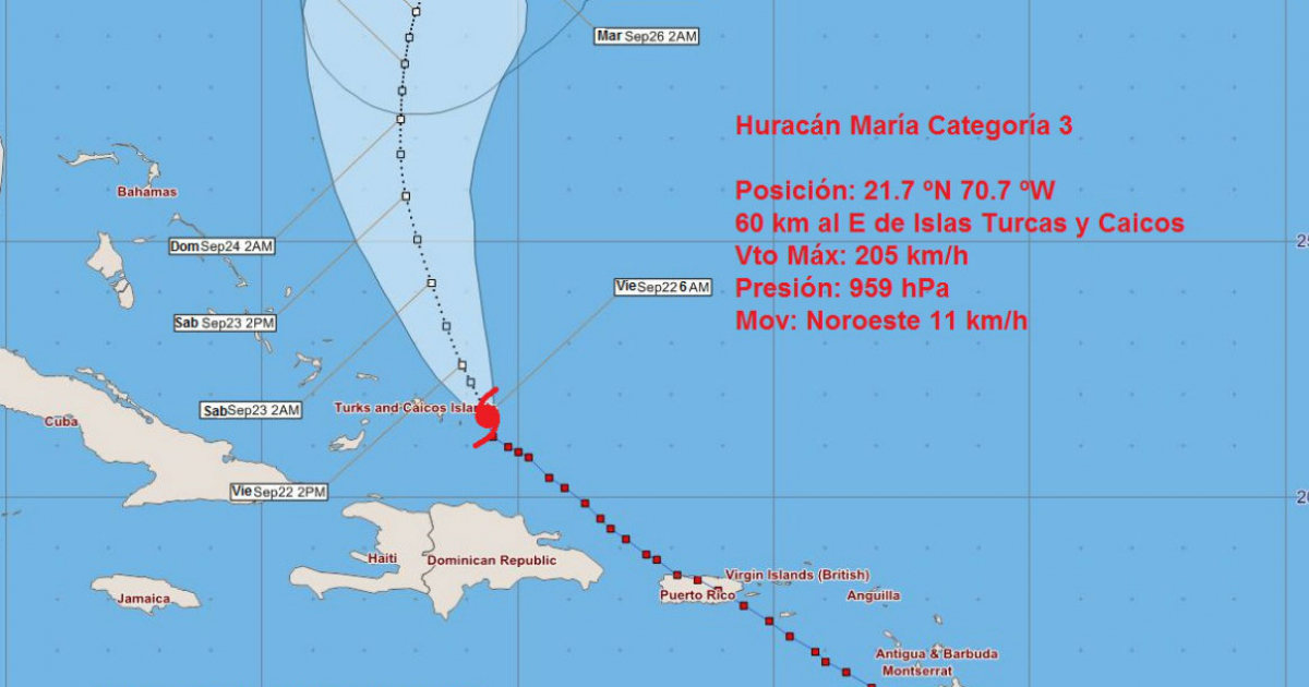 Aviso de ciclón tropical No. 12: María se intensifica y disminuye su ...